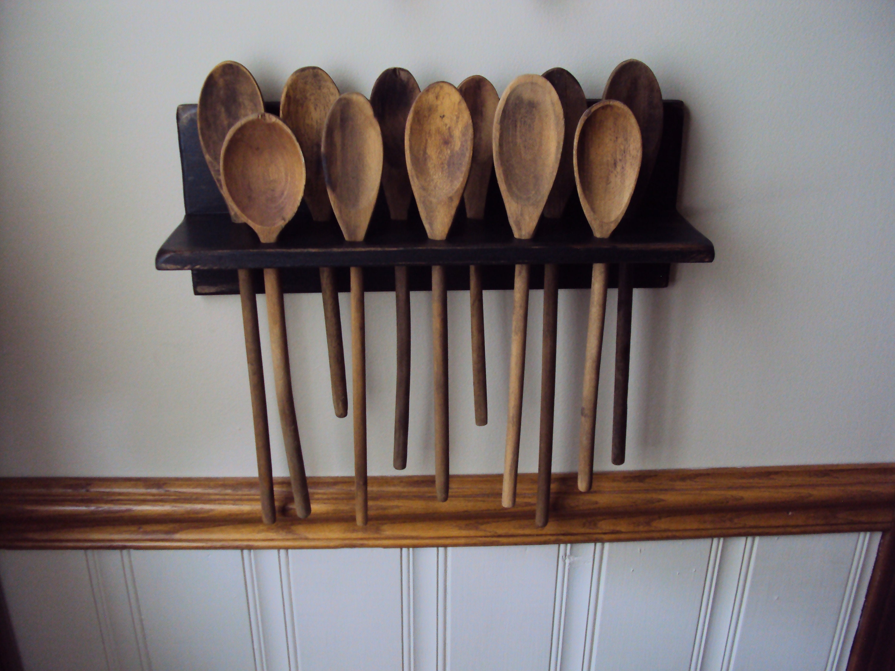 Wood Spoon Wood Spoon Holder Primitive Spoon Primitive | Etsy