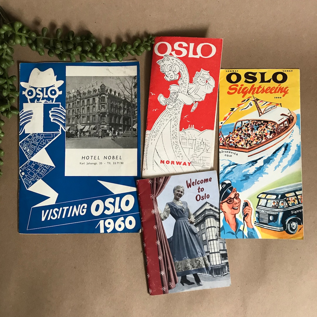 Lot of 4 Vintage 1960s Oslo Norway Tourist Maps & Sightseeing Travel ...