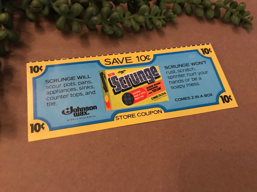 Scrunge Scouring Pad Coupon Save .10 Cents vintage Grocery Store Coupon ...