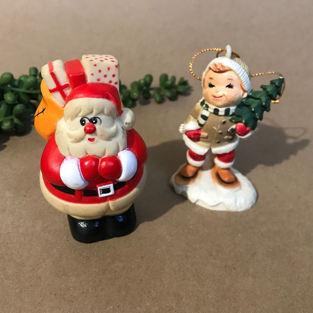 1960s Rubber Santa Claus Figure + 1980s Action Industries Winter Child ...