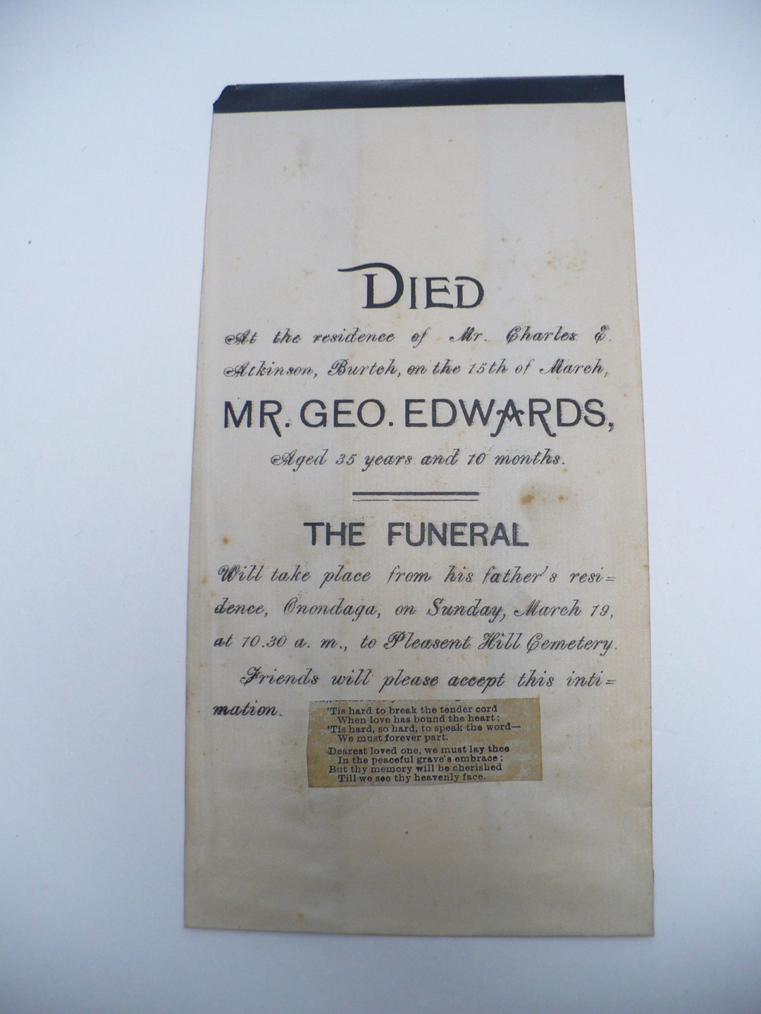 Antique Death Notice Funeral Paper Envelope P4 - Etsy