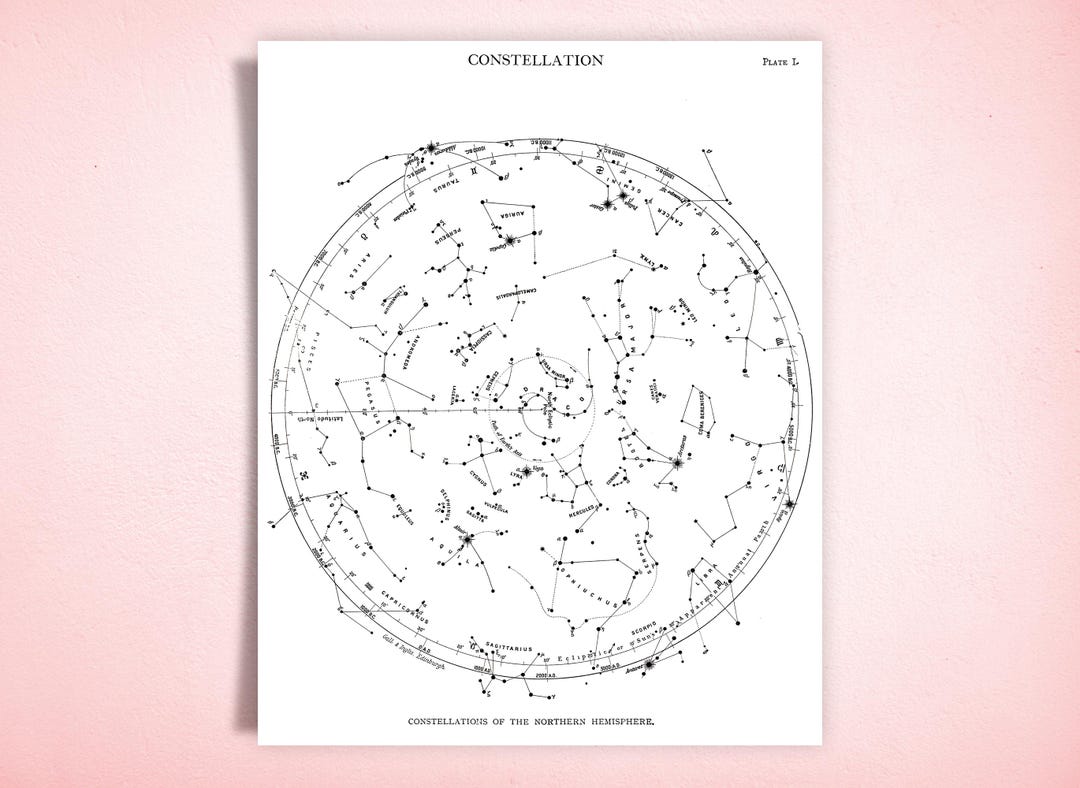 Poster Northern Constellations Map 1910 Modern Print Northern ...