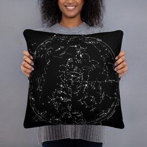 Black Pillow Southern Constellations Map, Star Chart Accent Cushion ...