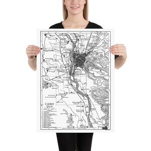 POSTER Old Map Cairo 1910 Modern Print Egypt Map, Cairo History Decor ...
