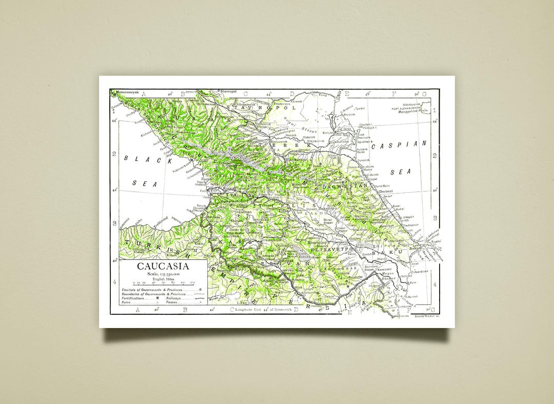 POSTER - Map of Caucasia, 1910 Modern Print, 24x18 or 16x12, Teacher ...