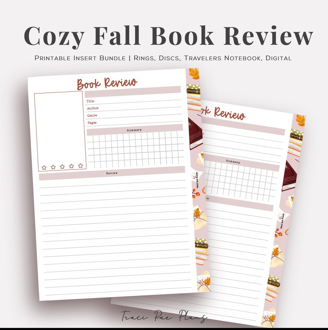Printable Insert Bundle - Cozy Fall Book Review - Etsy