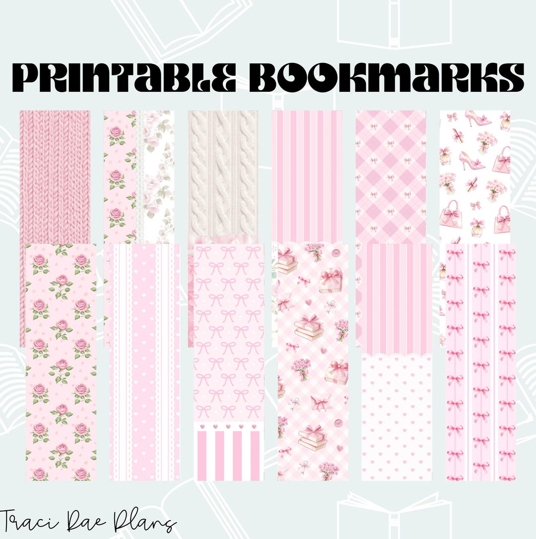 Printable Bookmark Bundle - Pink Floral - Etsy