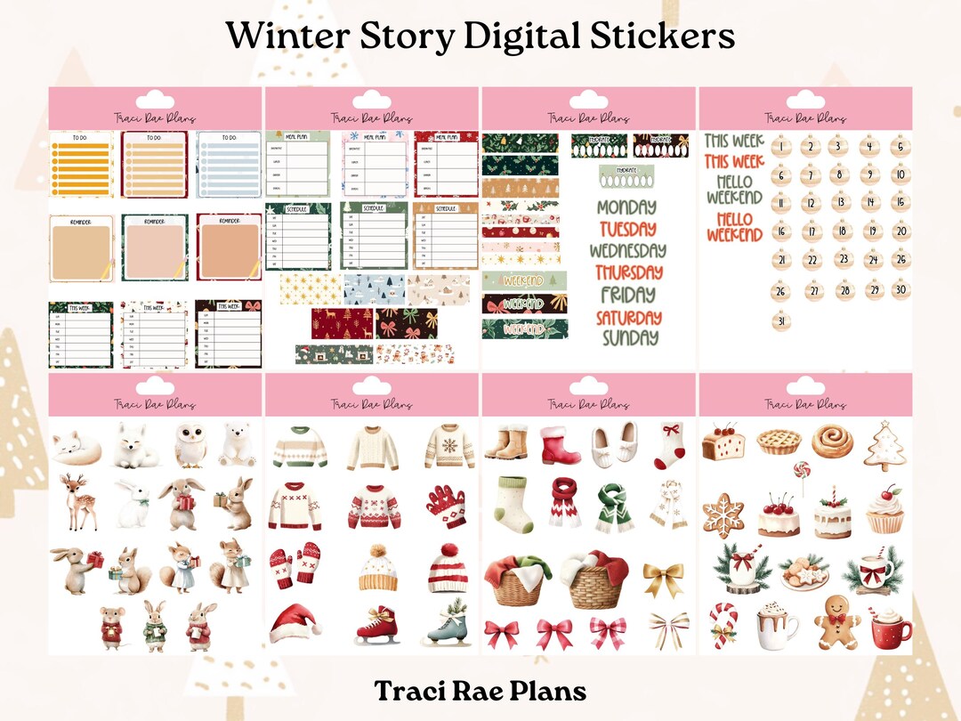 Winter Story Pre-cropped Digital Stickers - Etsy