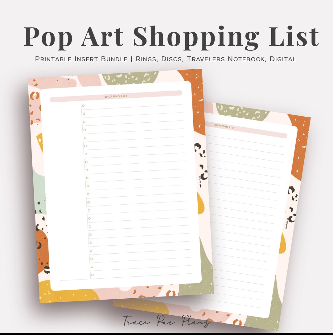 Printable Insert Bundle - Pop Art Shopping List - Etsy