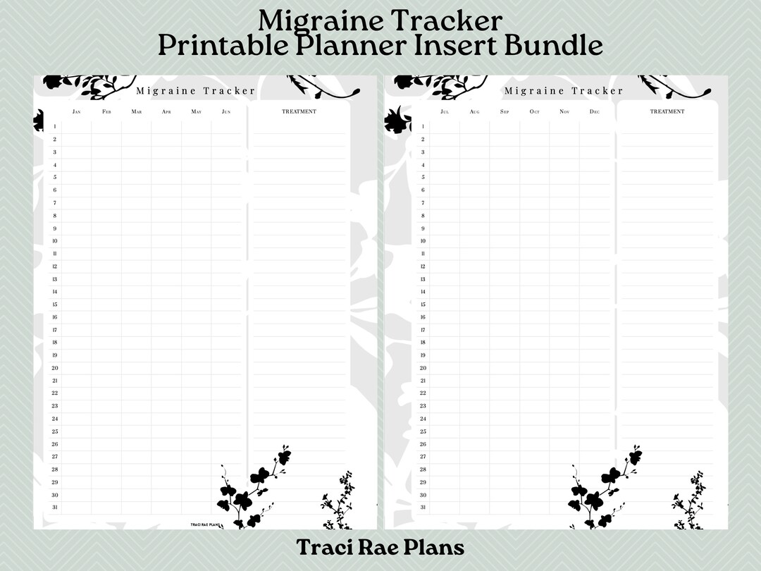 Printable Insert Bundle - Migraine Tracker - Etsy