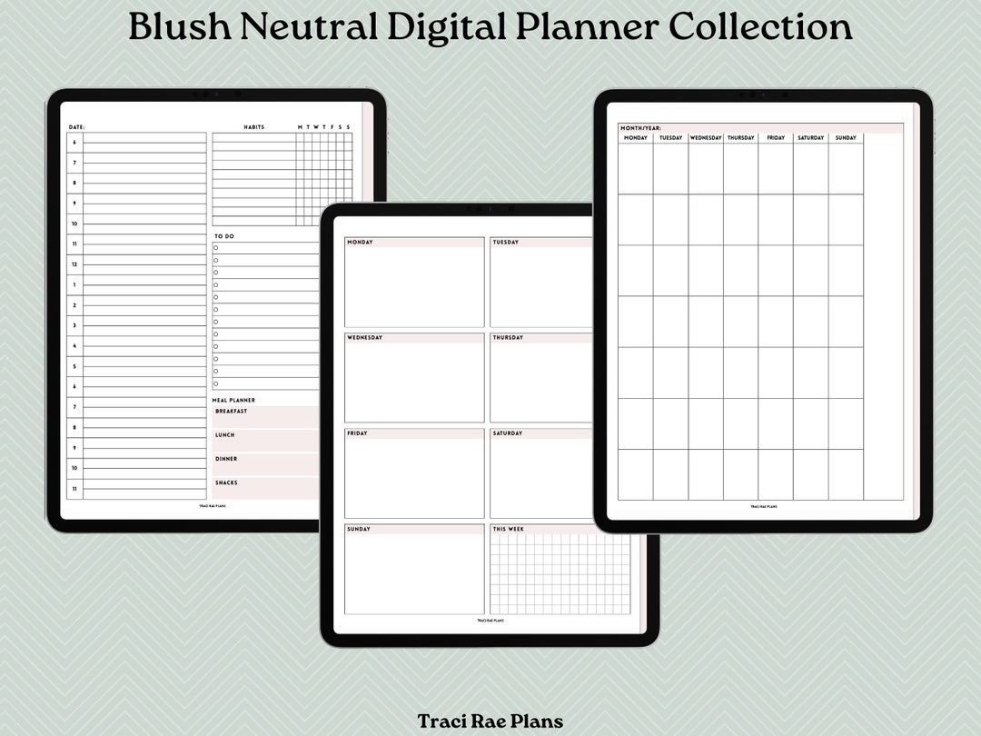 Blush Neutral Digital Planner Collection - Etsy