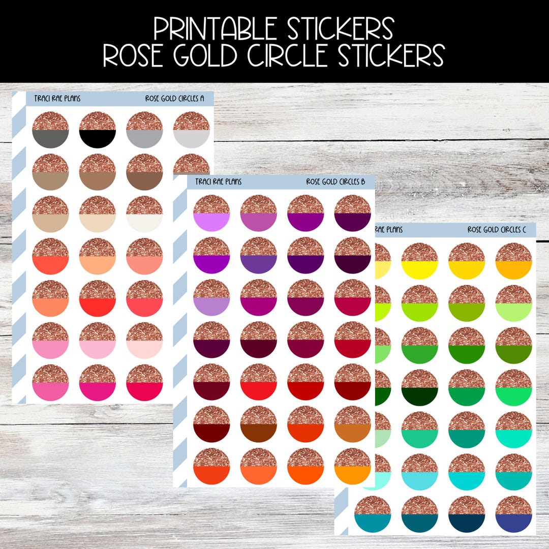 Rose Gold Circle Stickers Printable Planner Stickers - Etsy