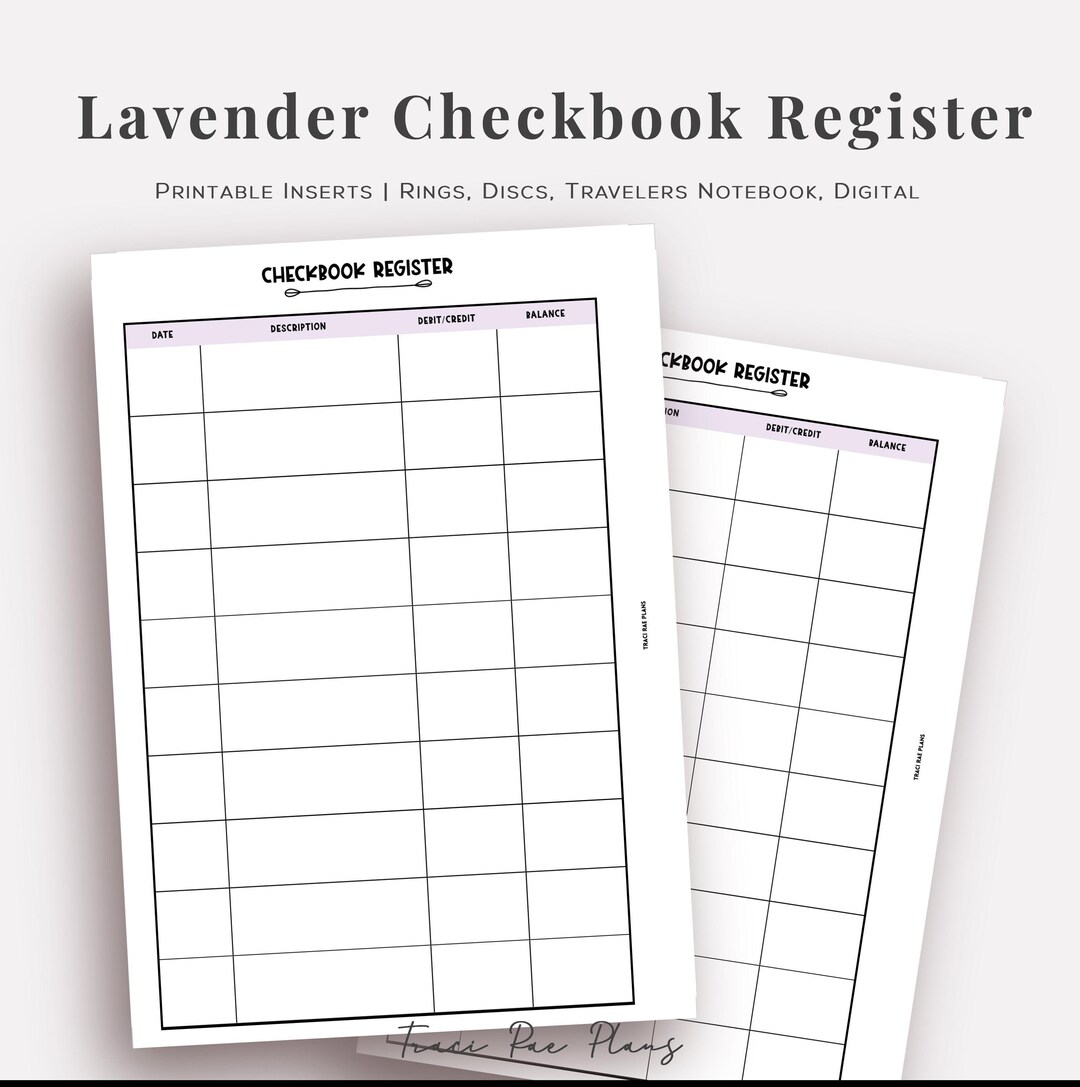 Printable Insert Bundle - Lavender Checkbook Register - Etsy