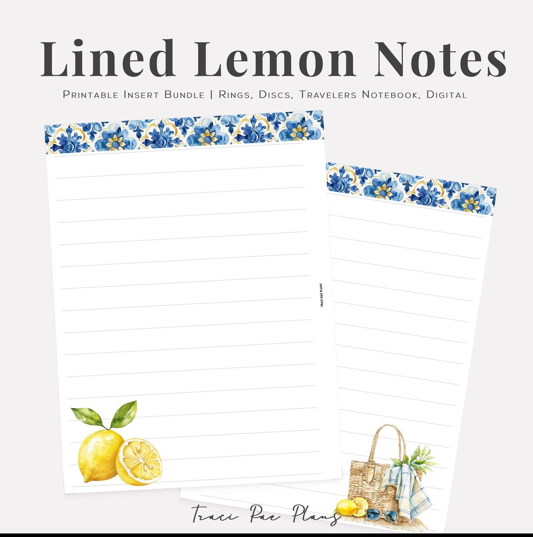 Printable Insert Bundle - Lined Lemon Notes - Etsy