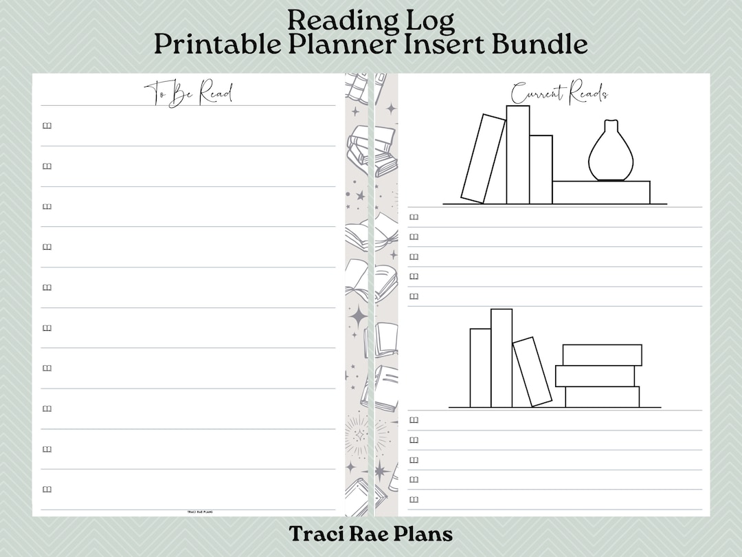 Printable Insert Bundle - Reading Log - Etsy