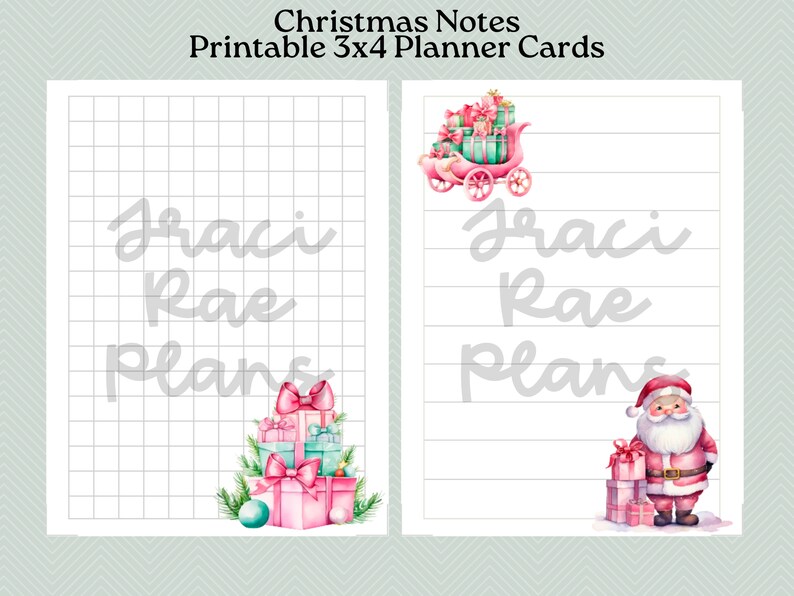 Printable Christmas Notes 3x4 Planner Cards - Etsy