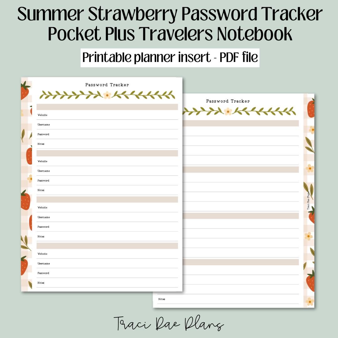 Pocket Plus TN Printable Planner Insert - Summer Strawberry Password ...