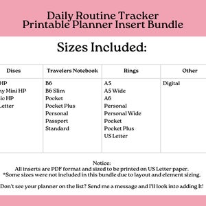 Printable Insert Bundle - Daily Routine Tracker - Etsy