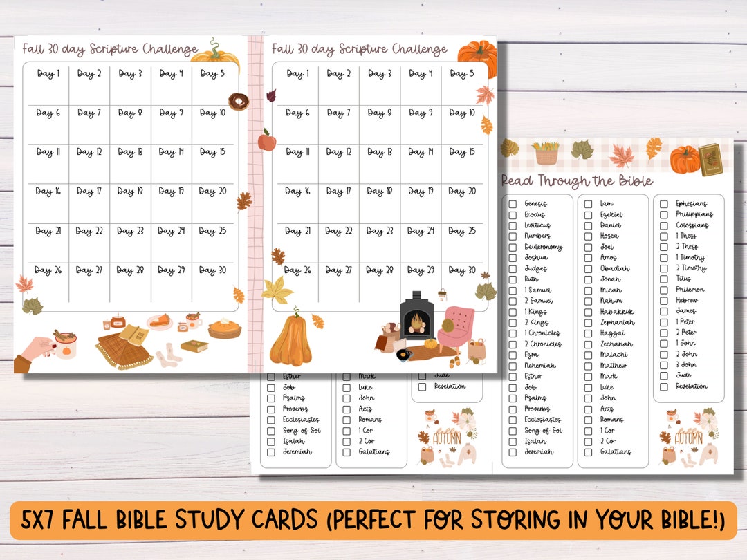 Printable 5x7 Planner Cards Fall Bible Study - Etsy