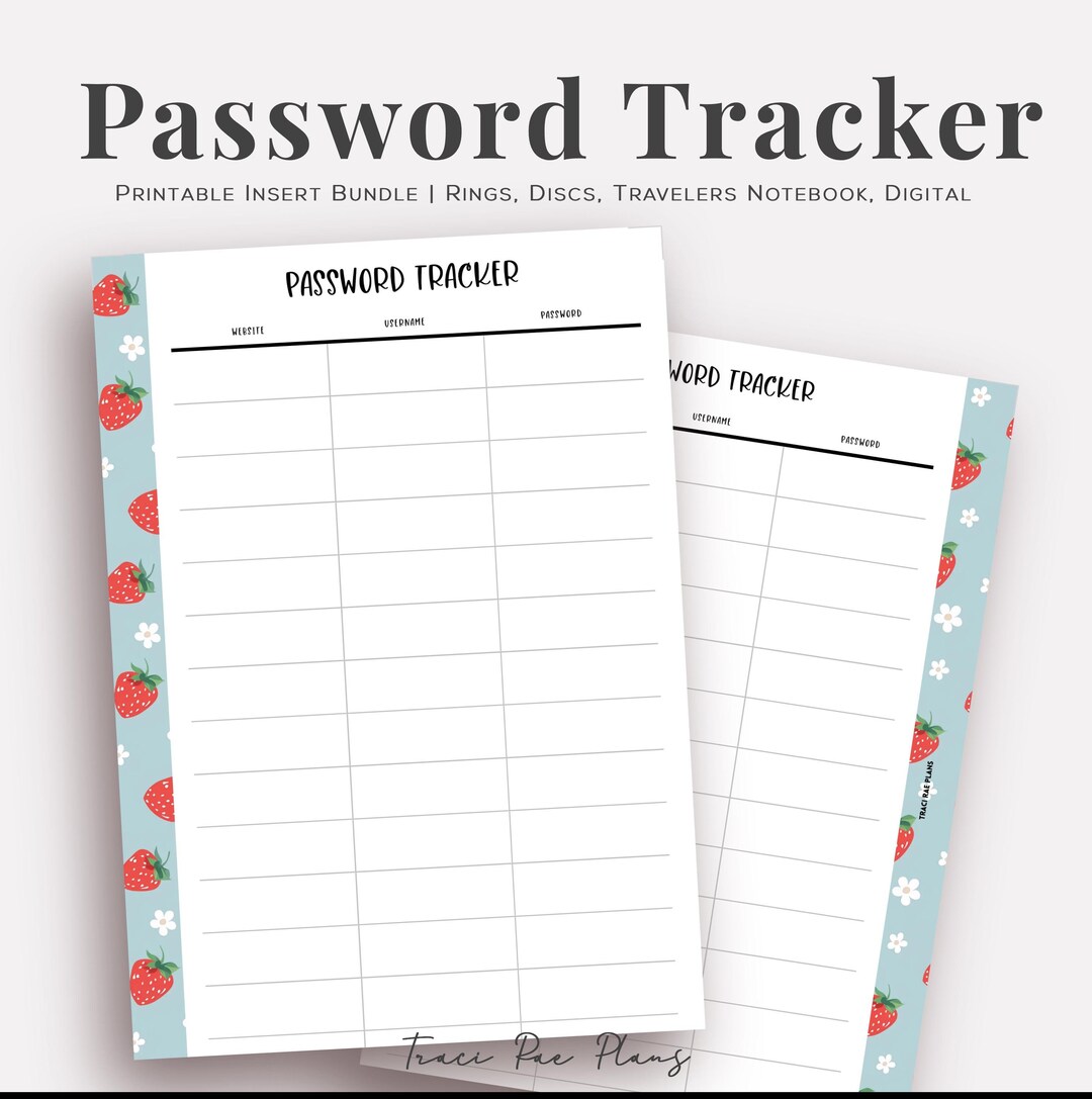 Printable Insert Bundle - Strawberry Password Tracker - Etsy