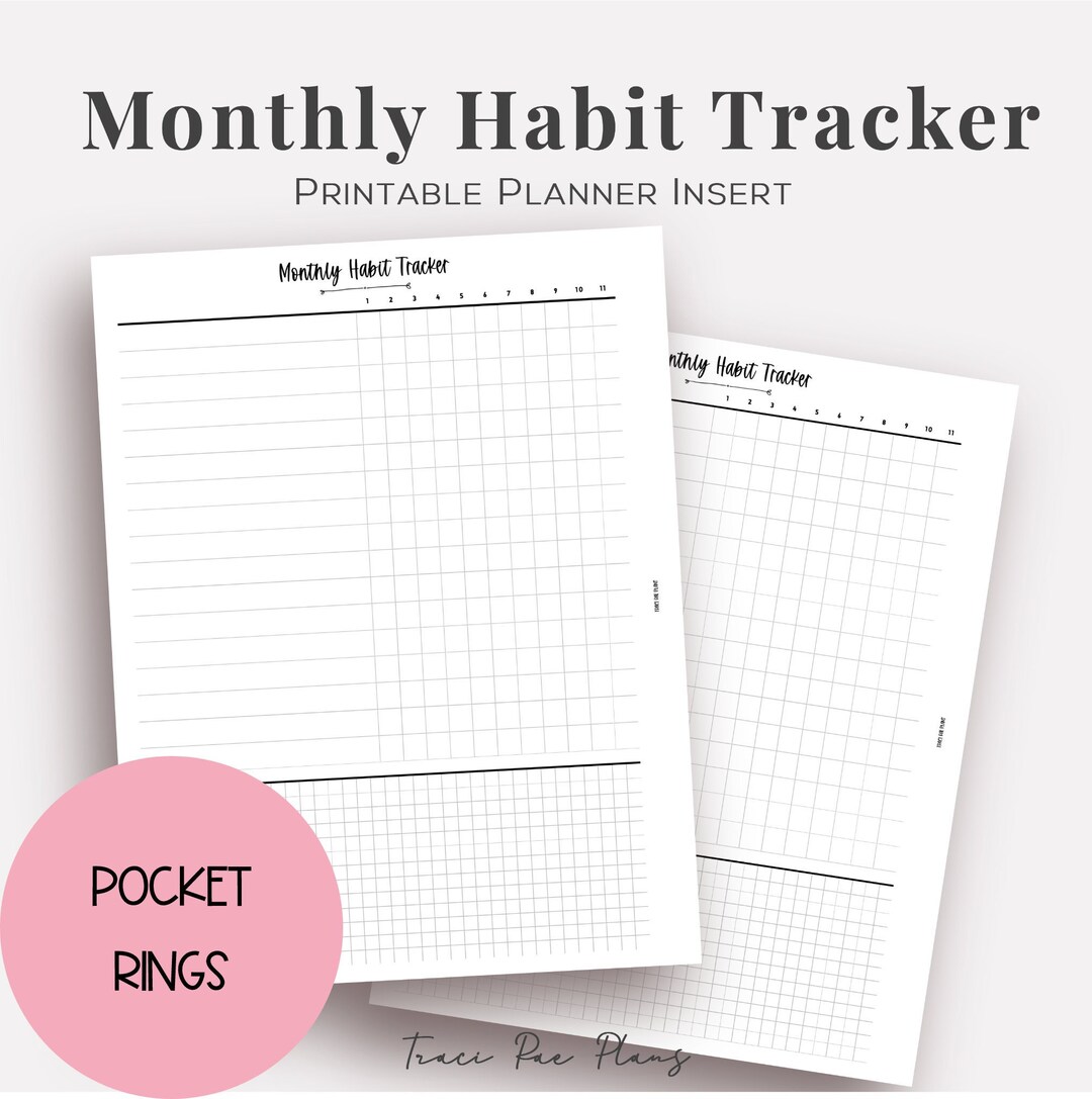 Pocket Rings Habit Tracker Printable Insert Routine Tracker, Digital ...