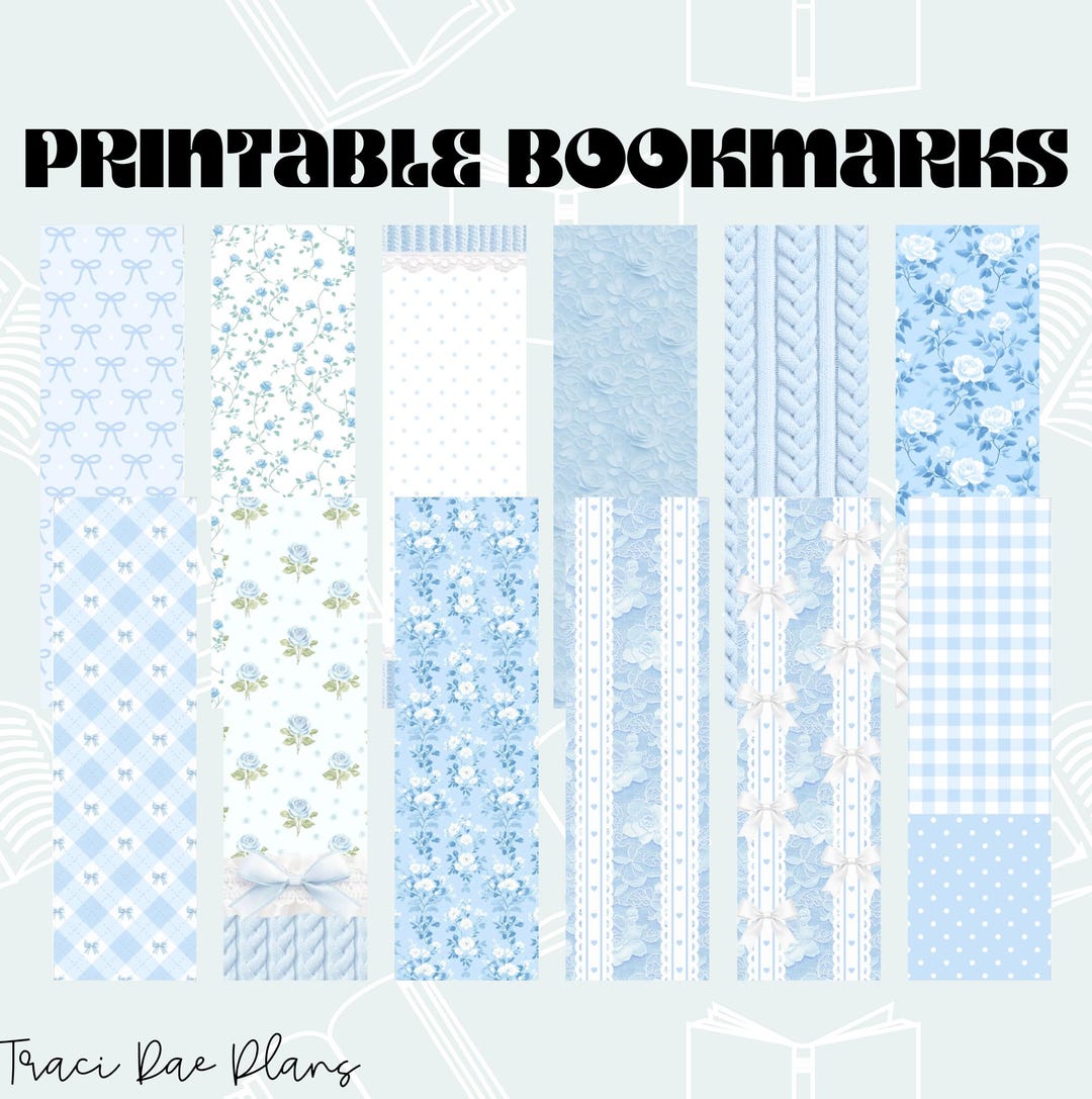 Printable Bookmark Bundle - Blue Floral - Etsy