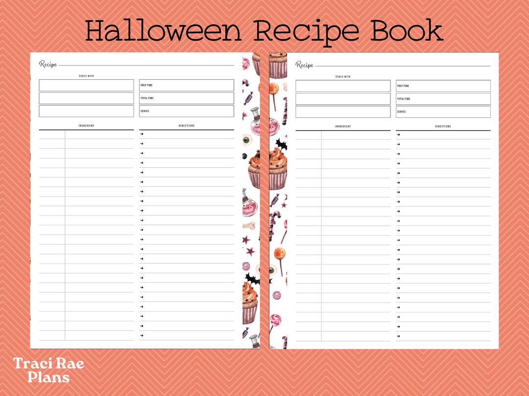 Printable Halloween Recipe Book US Letter & Digital - Etsy