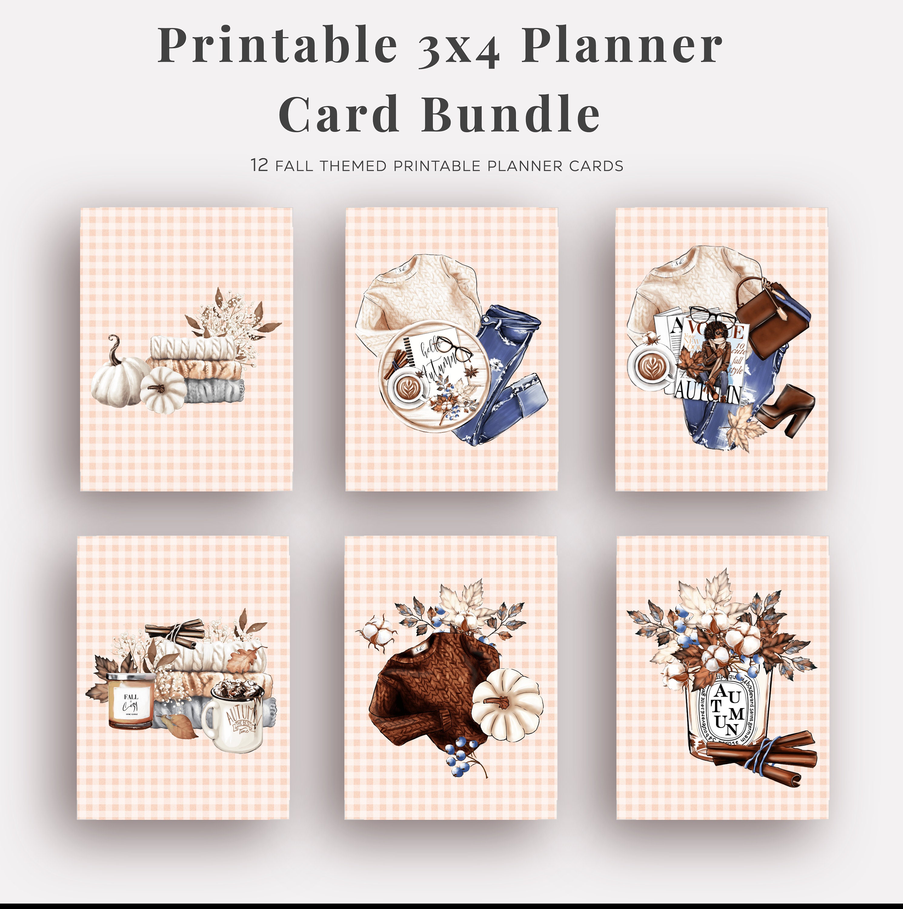 Printable 3x4 Planner Cards Hello Fall - Etsy