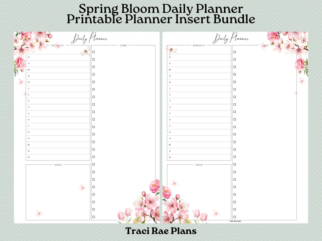 Printable Insert Bundle - Spring Bloom Daily Planner - Etsy