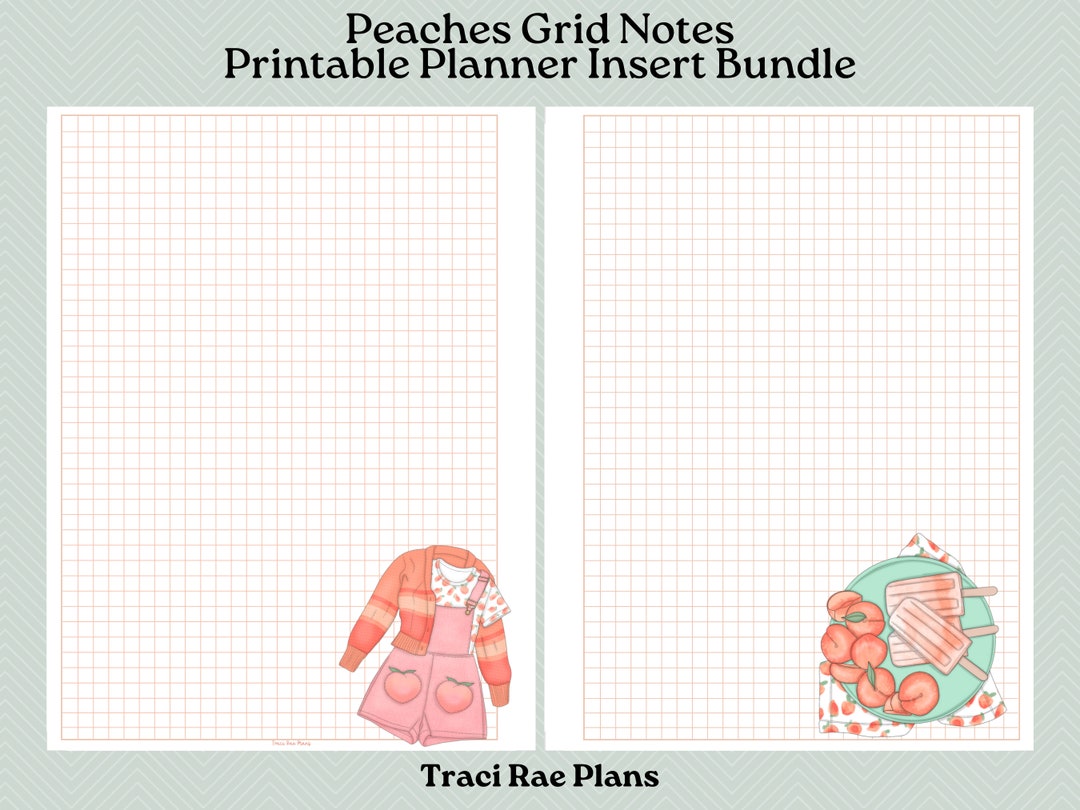 Printable Insert Bundle - Peaches Grid Notes - Etsy