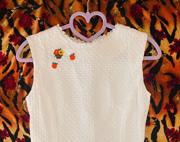 Adorable Vintage 1960s White Mod A-line Mini Dress With Floral and ...