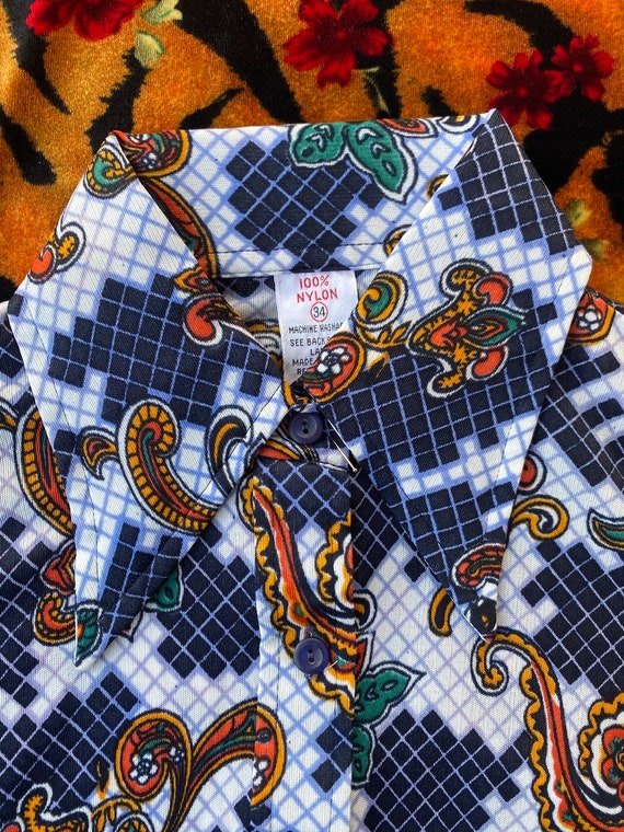 1970s Deadstock Psychedelic Paisley Graph Pattern Dag… - Gem