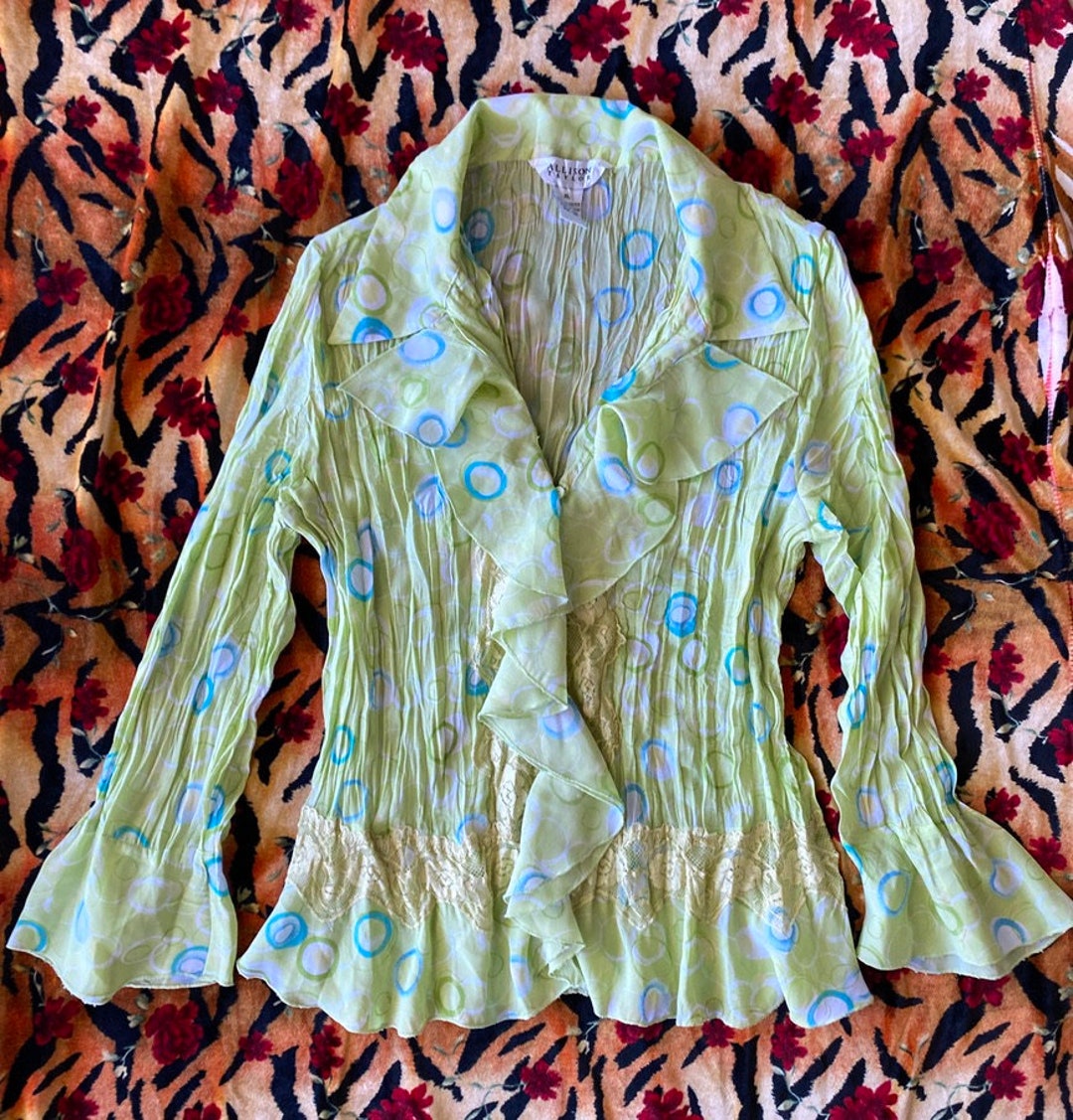 Y2k Allison Taylor Light Green Circles and Loops Pattern - Etsy