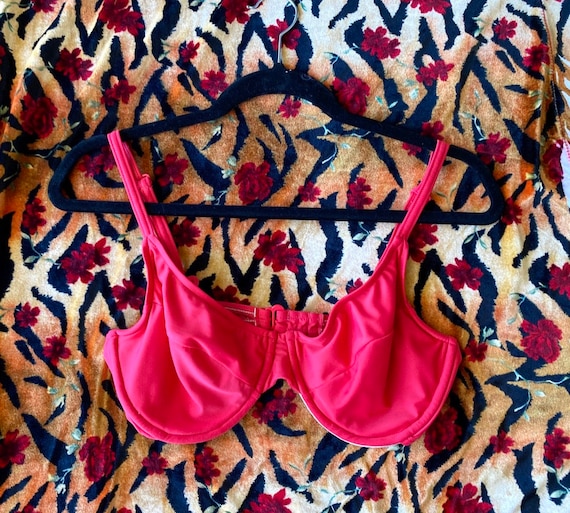1990s "Sunsets" Cherry Red Bikini Top size 34D - Gem