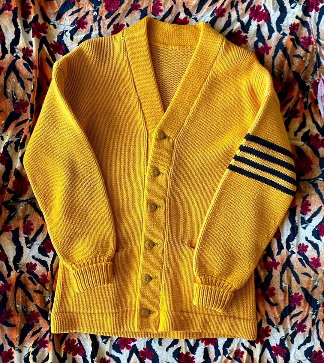 1950s Mustard Yellow Knit Wool Letterman Sweater Size Medium - Etsy
