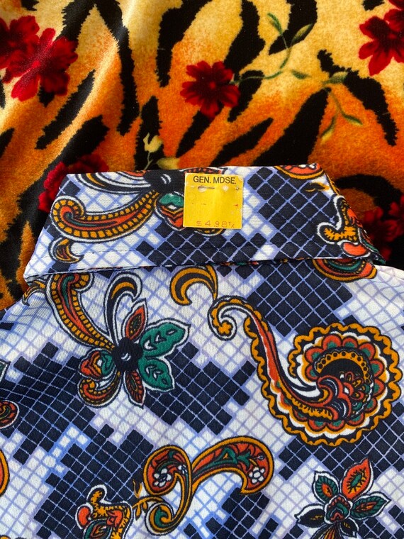1970s Deadstock Psychedelic Paisley Graph Pattern Dag… - Gem