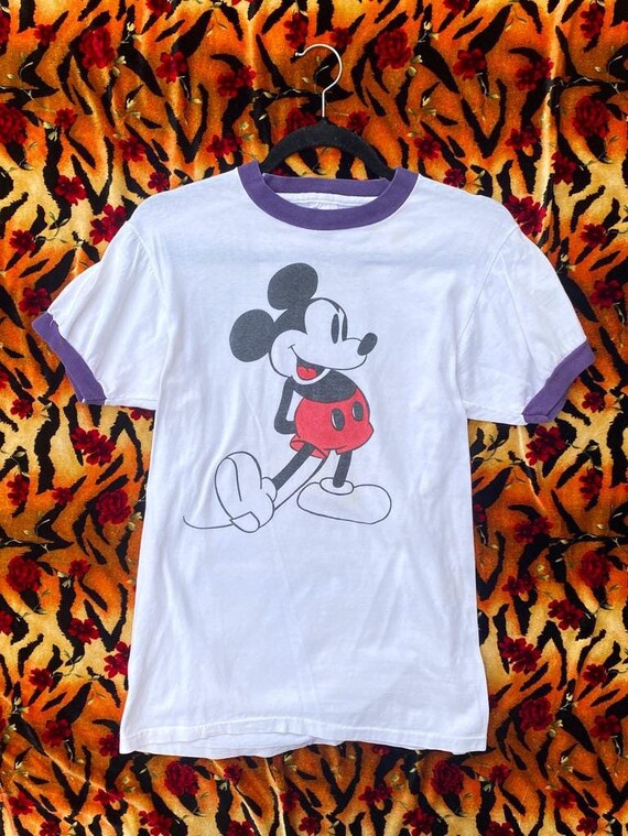 1970s Disney Mickey Mouse Single Stitch Ringer Tee Si… - Gem