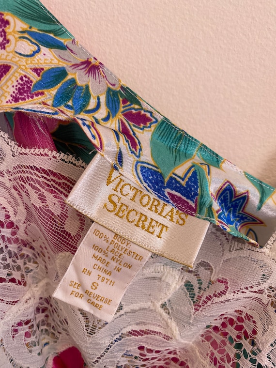 1990s Victoria's Secret Gold Label Satin Floral Lace … - Gem