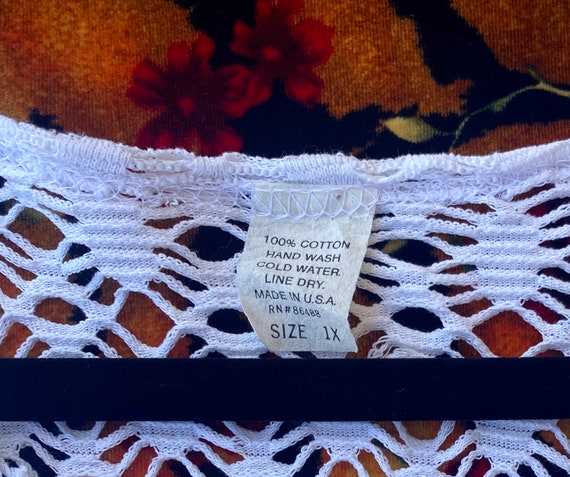 1990s Sheer Crochet Lace Short Sleeve Mini Dress size… - Gem