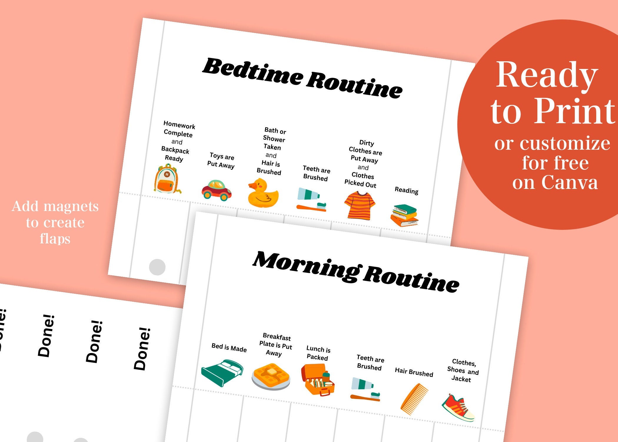 Magnet Flip Chore or Routine Chart for Young Kids, Print at Home Chore ...