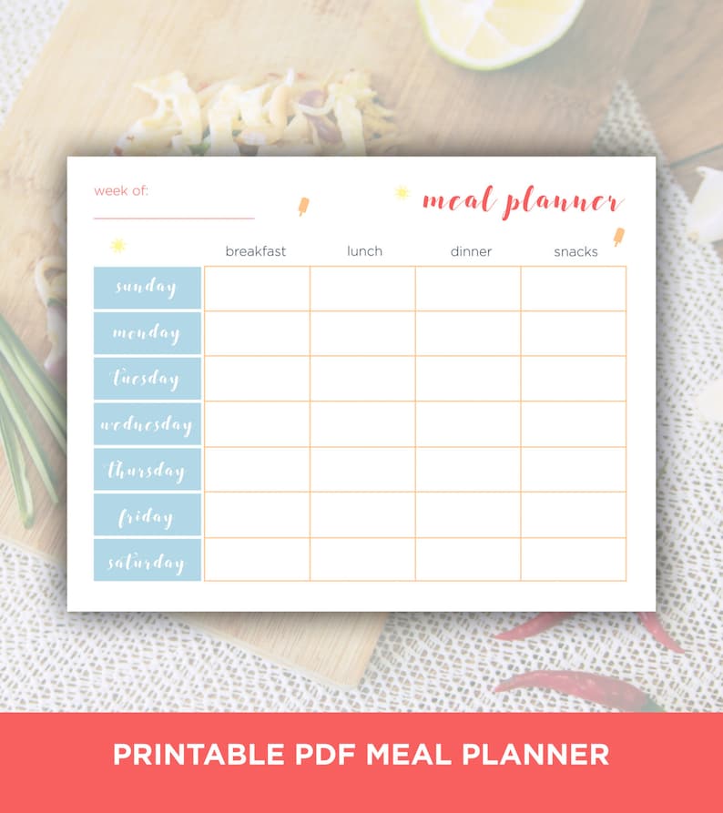 Meal Plan Printable Meal Planner Printable Meal Planning - Etsy