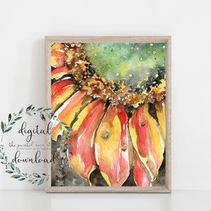 Sunflower Watercolor, Printable Wall Art, 8 X 10 Art Print, Instant ...