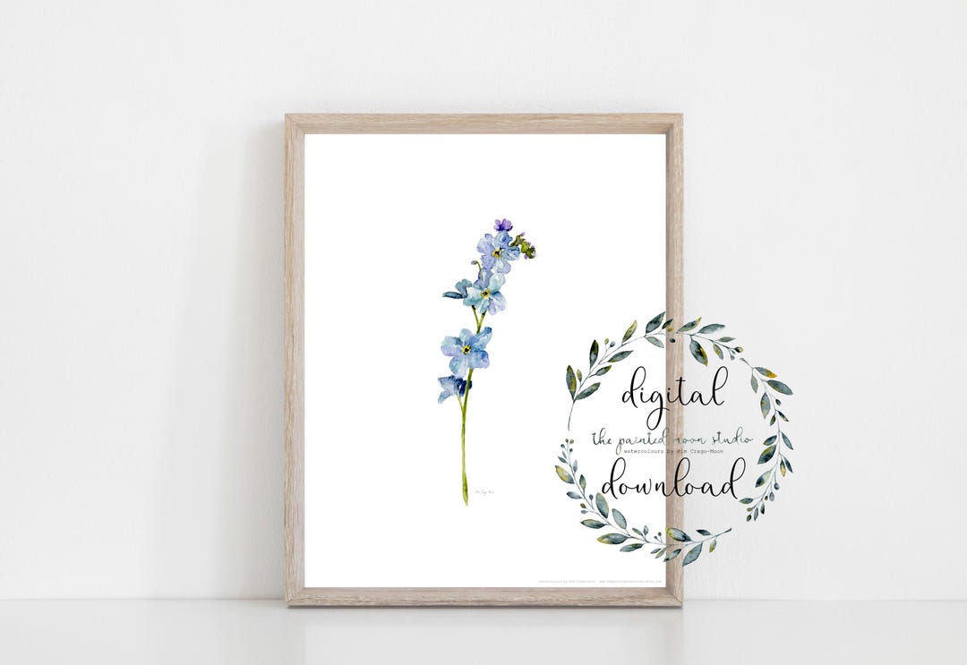 Blue Forget Me Not Watercolor Printable Wall Art - Etsy