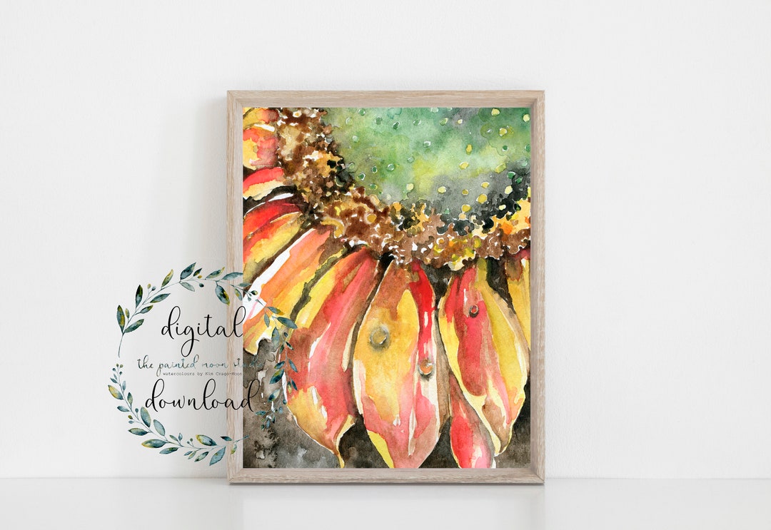 Sunflower Watercolor, Printable Wall Art, 8 X 10 Art Print, Instant ...