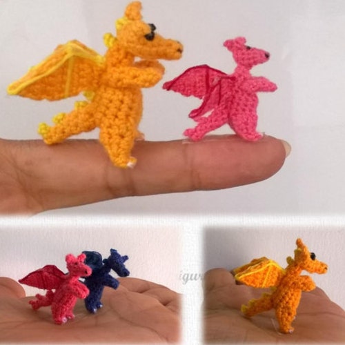 Mini Dragon Pattern Miniature Amigurumi Animals Crochet - Etsy