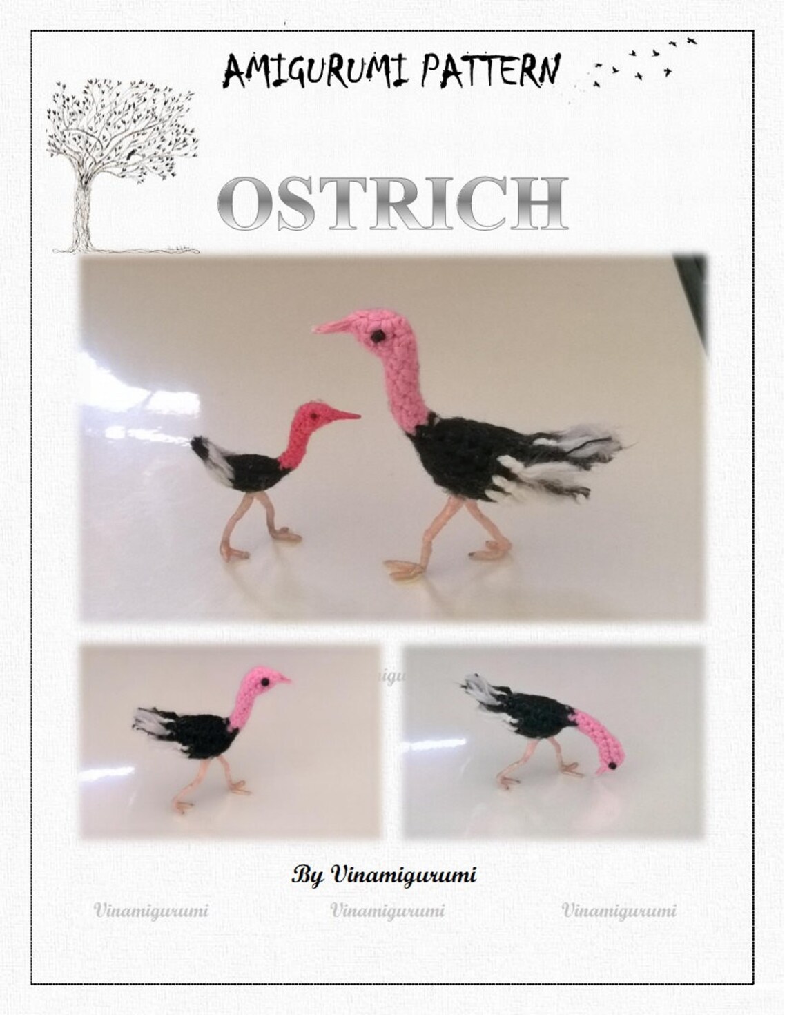 Mini Ostrich Crochet Pattern, Miniature Amigurumi, Stuff Animal-pdf ...
