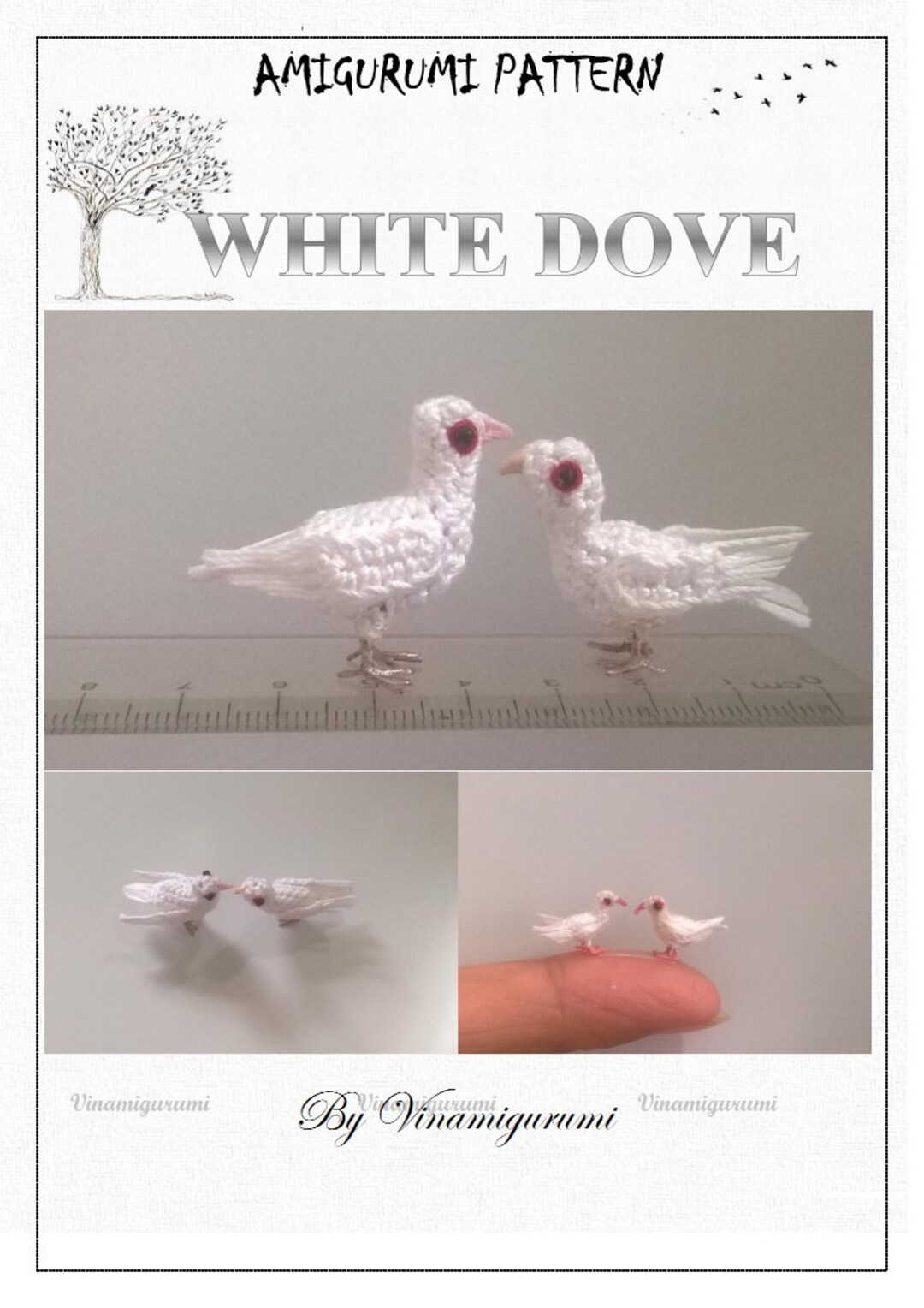 Mini White Dove Pattern, Miniature Amigurumi, Animals Crochet - PDF ...