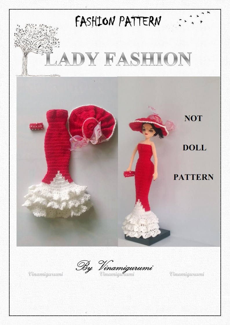 Elegant lady fashion pattern only clothes pattern for doll | Etsy