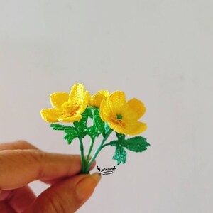 Mini Buttercup Brooch Pattern, Crochet Flower, Mini Bouquet, 0524 - Etsy