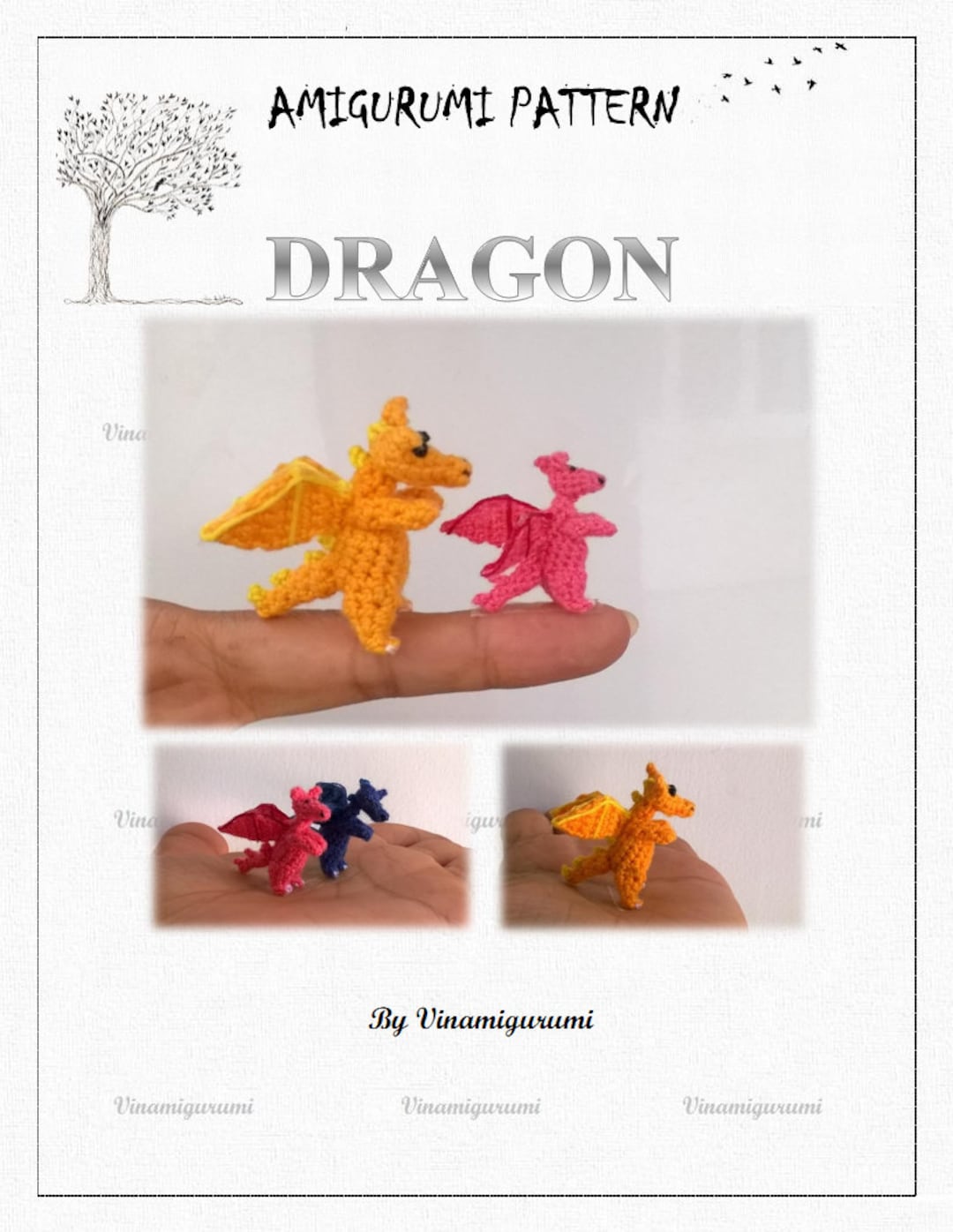 Mini Dragon Pattern, Miniature Amigurumi, Animals Crochet # 115, PDF ...